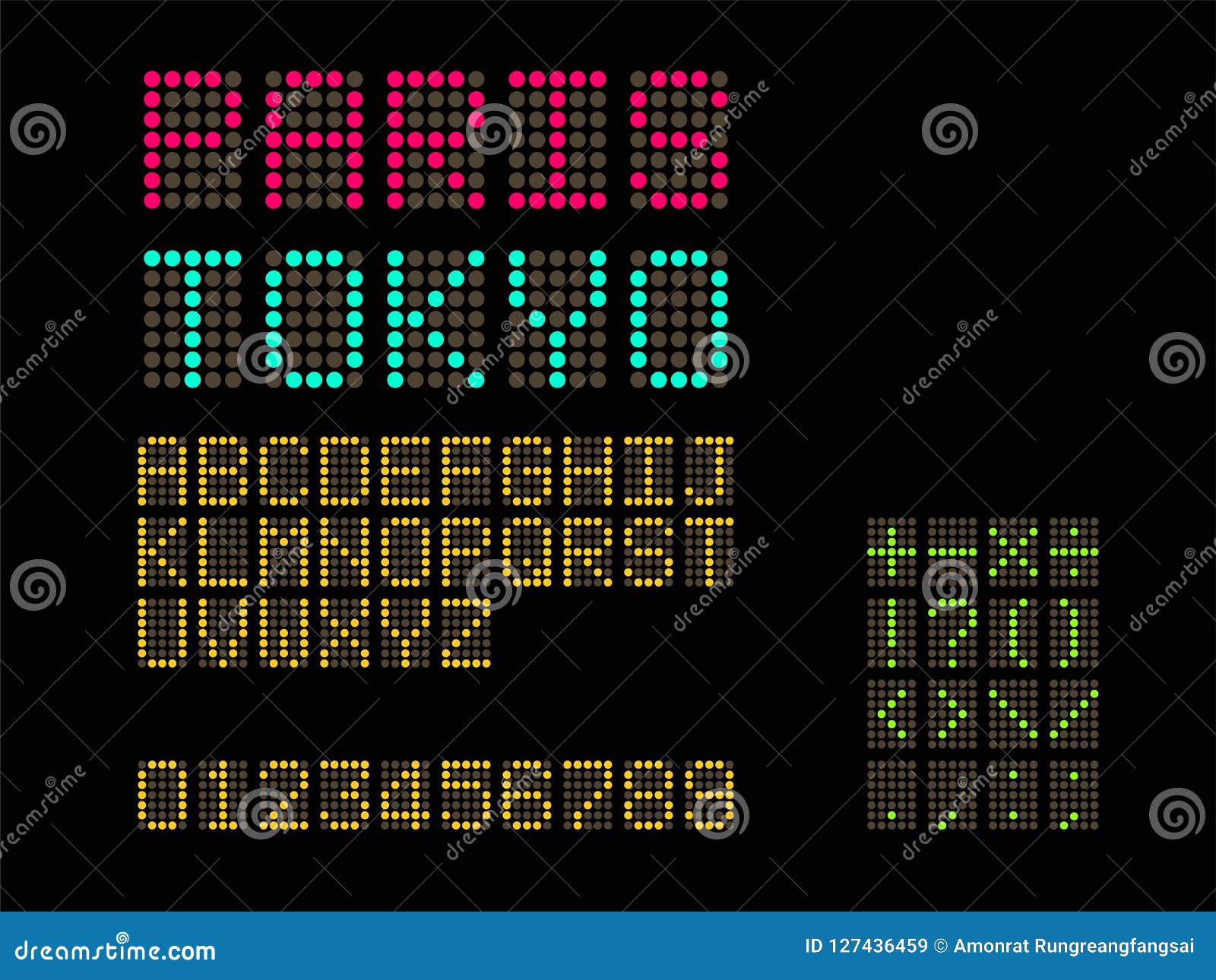 LED Display Alphabhet a To Z and Number, Flat Design Stock Vector ...