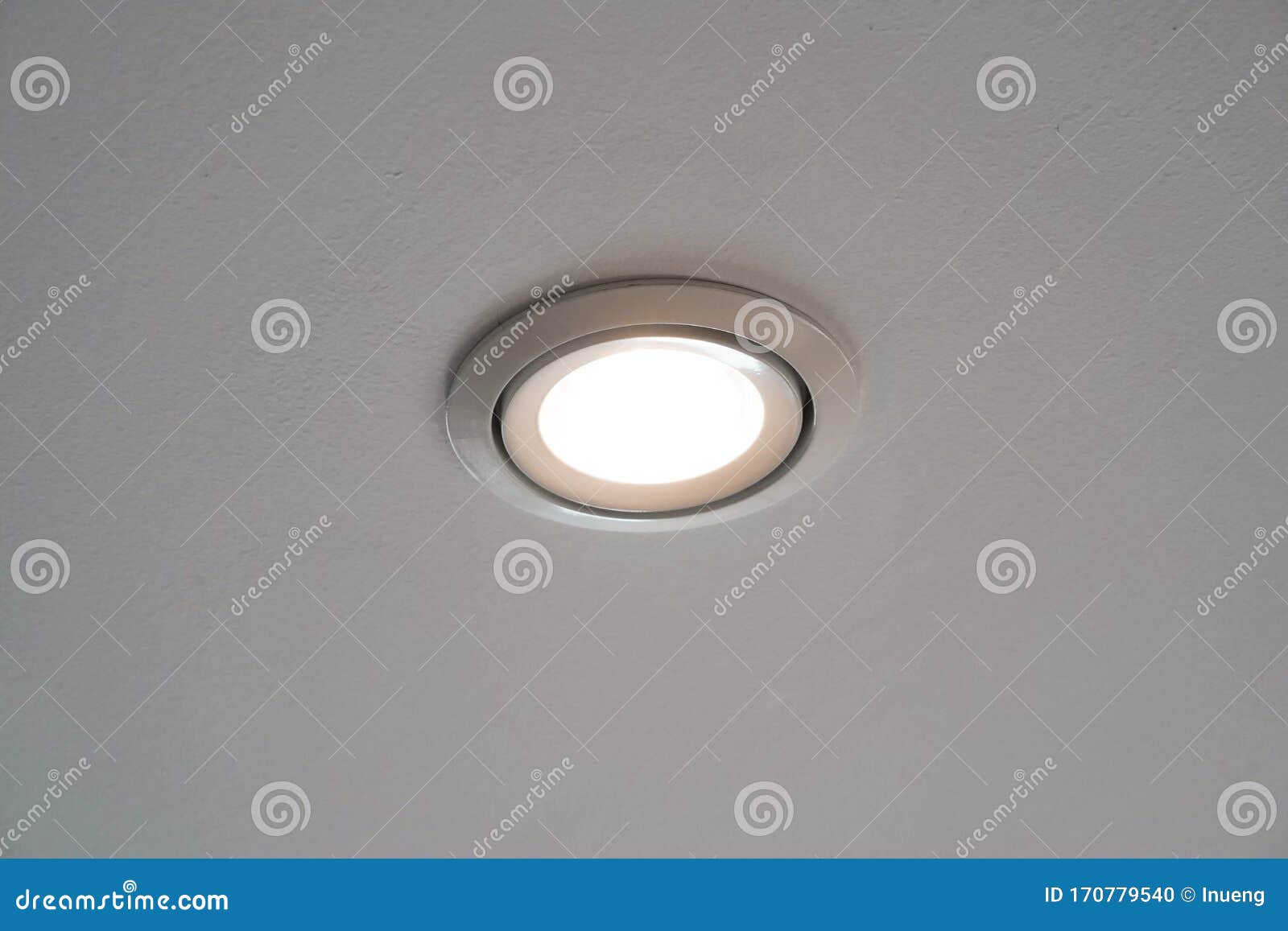 LED Downlight or Ceiling Light Installed on a Gray Ceiling. Stock Photo ...