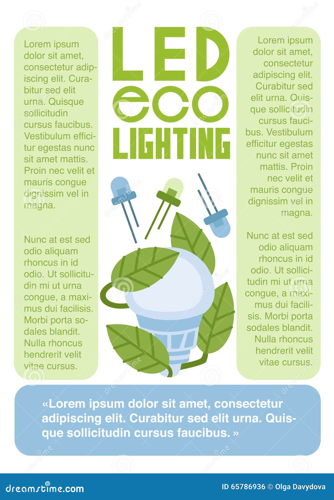 LED Eco Lighting Flat Vector Infographics Template Page Stock Vector ...