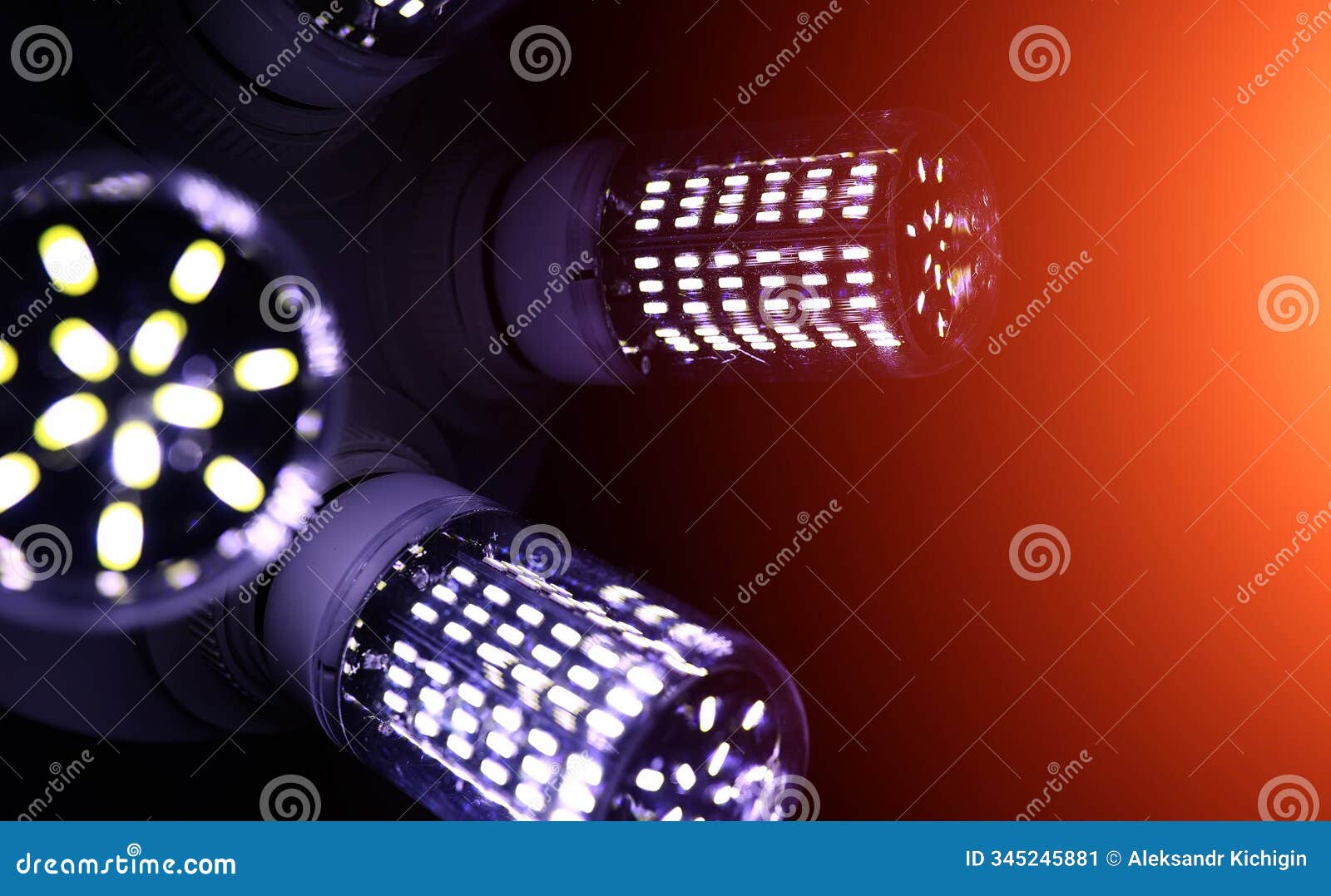 LED Elements in the Lamp. Lamps with Diodes. Many Bright Lights from ...