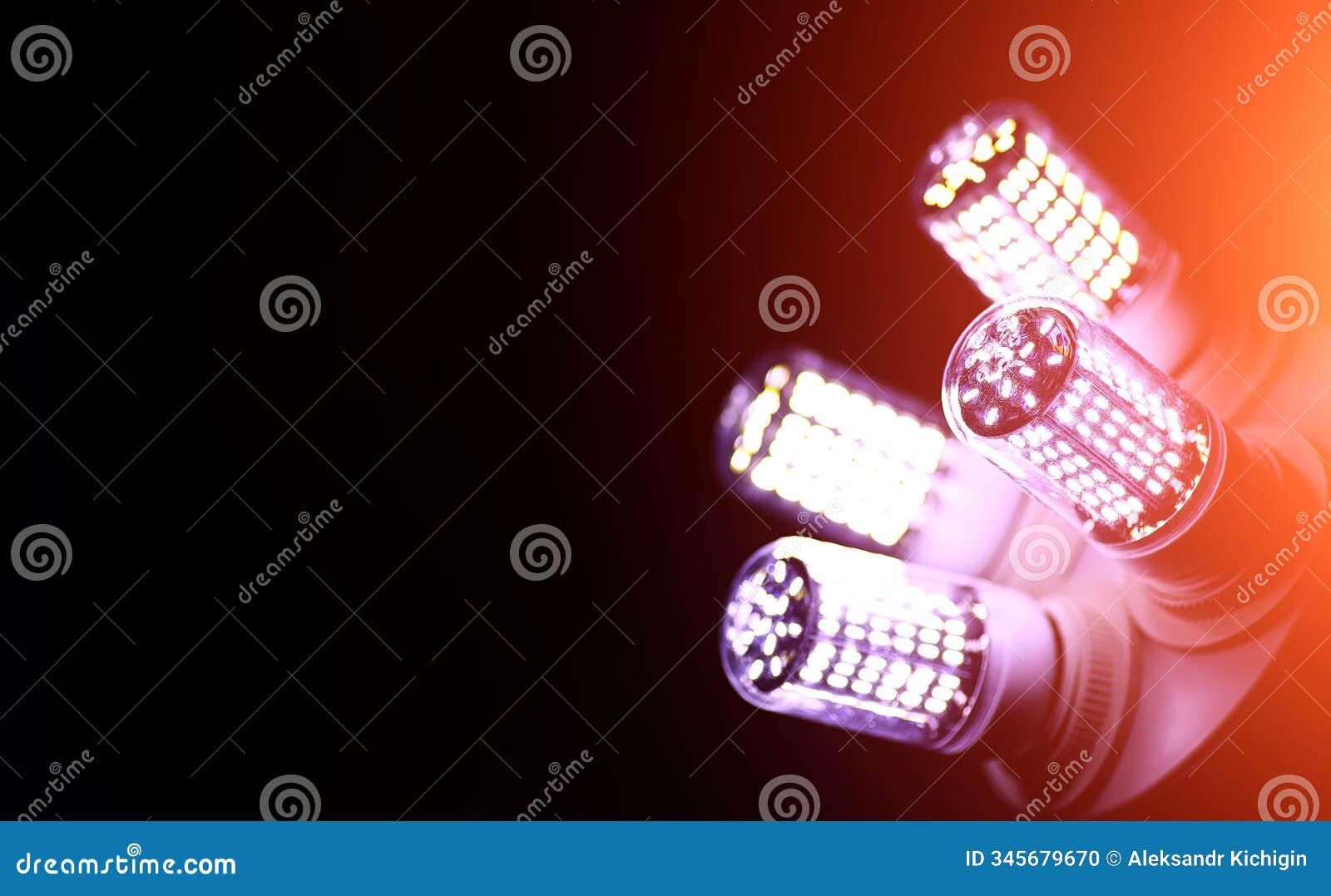 LED Elements in the Lamp. Lamps with Diodes. Many Bright Lights from ...