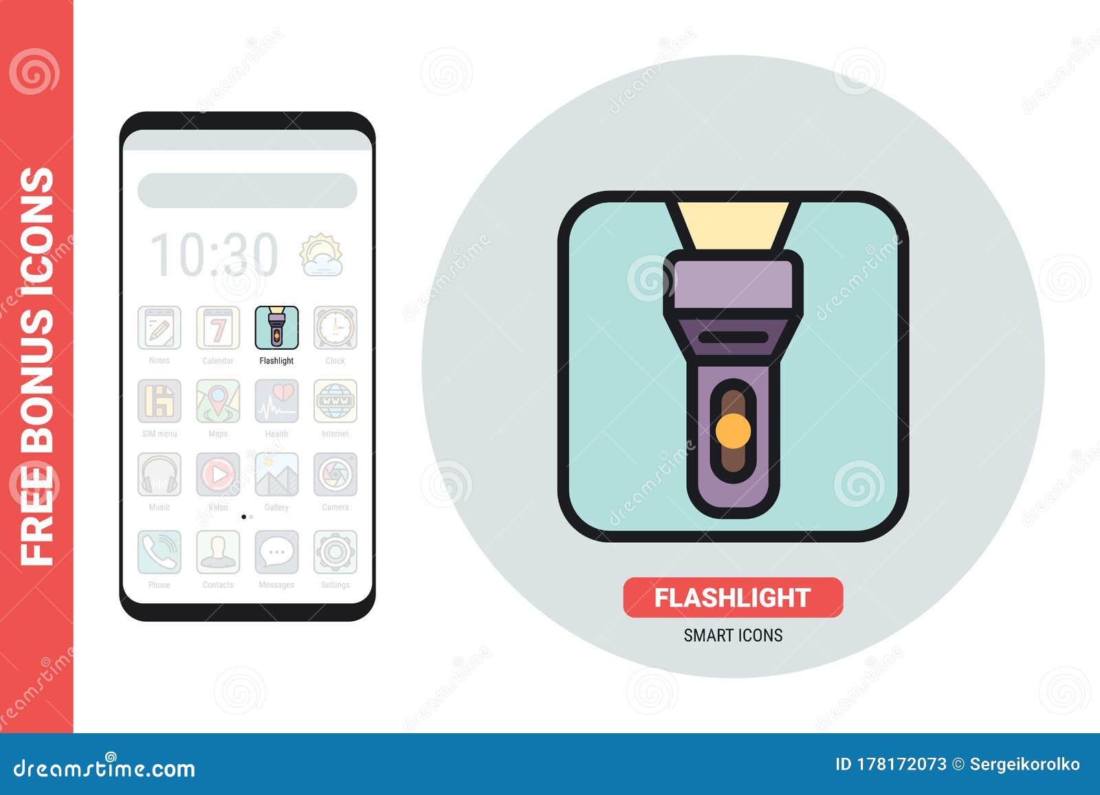 LED Flashlight Application Icon for Smartphone, Tablet, Laptop or Other ...