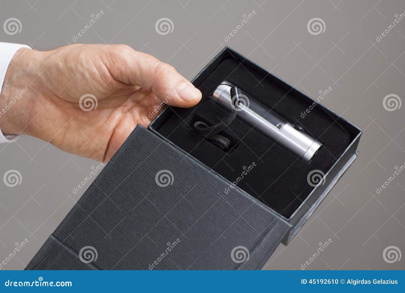 LED Flashlight in the Black Box Stock Photo - Image of light, isolated ...