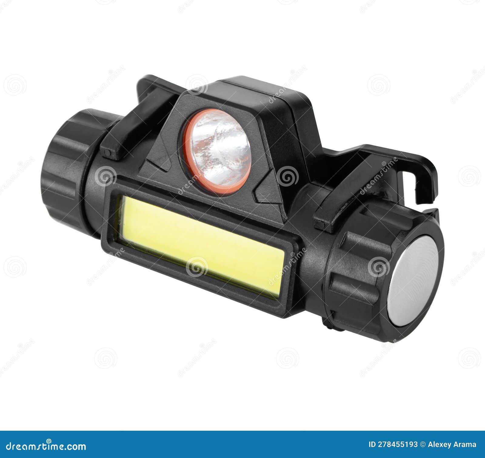 LED Flashlight, Headlamp, on White Background in Insulation Stock Image ...