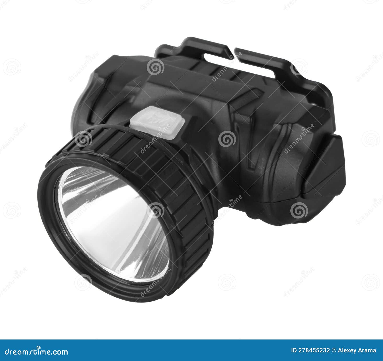 LED Flashlight, Headlamp, on White Background in Insulation Stock Photo ...