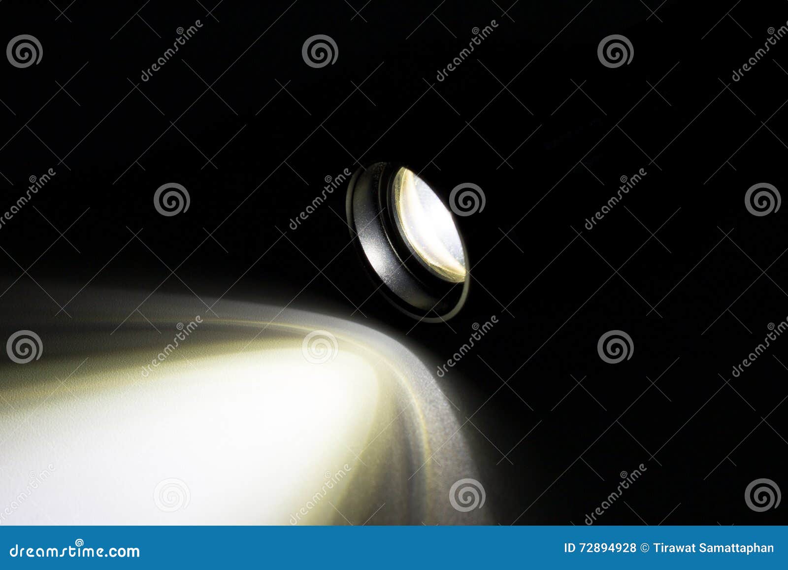 LED Flashlight with a Light Beam at Night Stock Photo - Image of ...