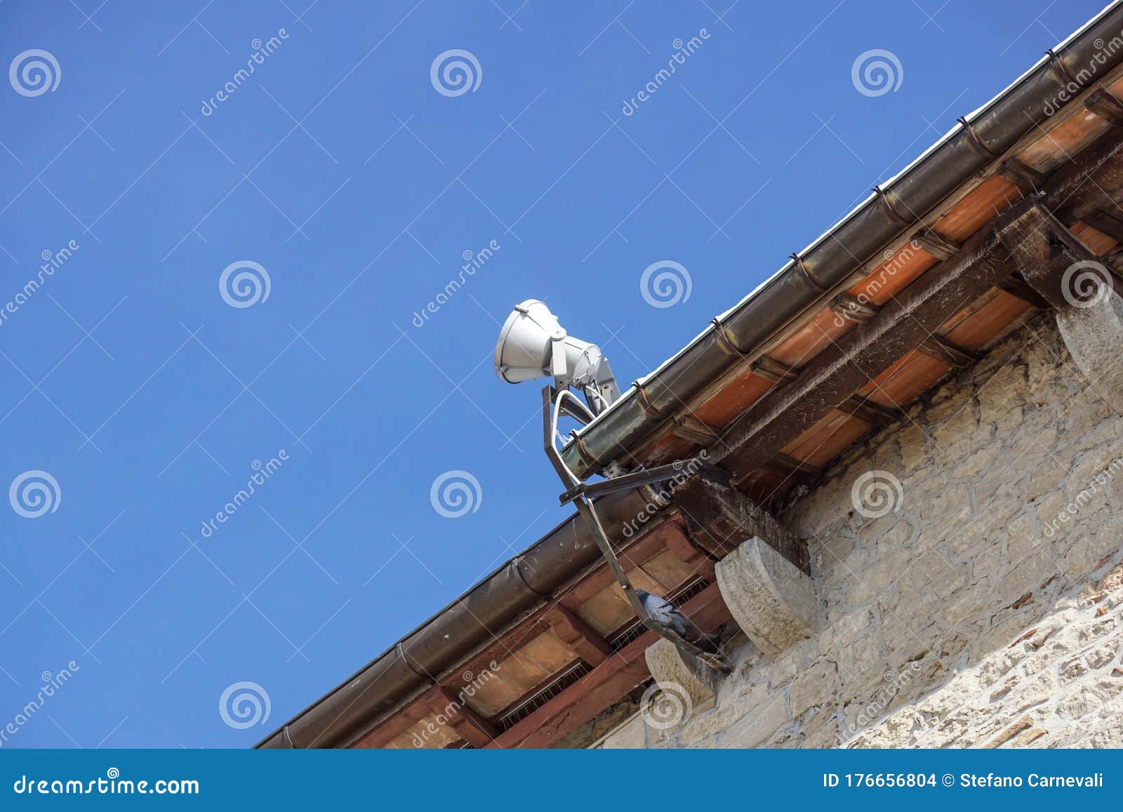 LED Flood Light, Spot Light on the Top of the Roof . Stock Photo ...