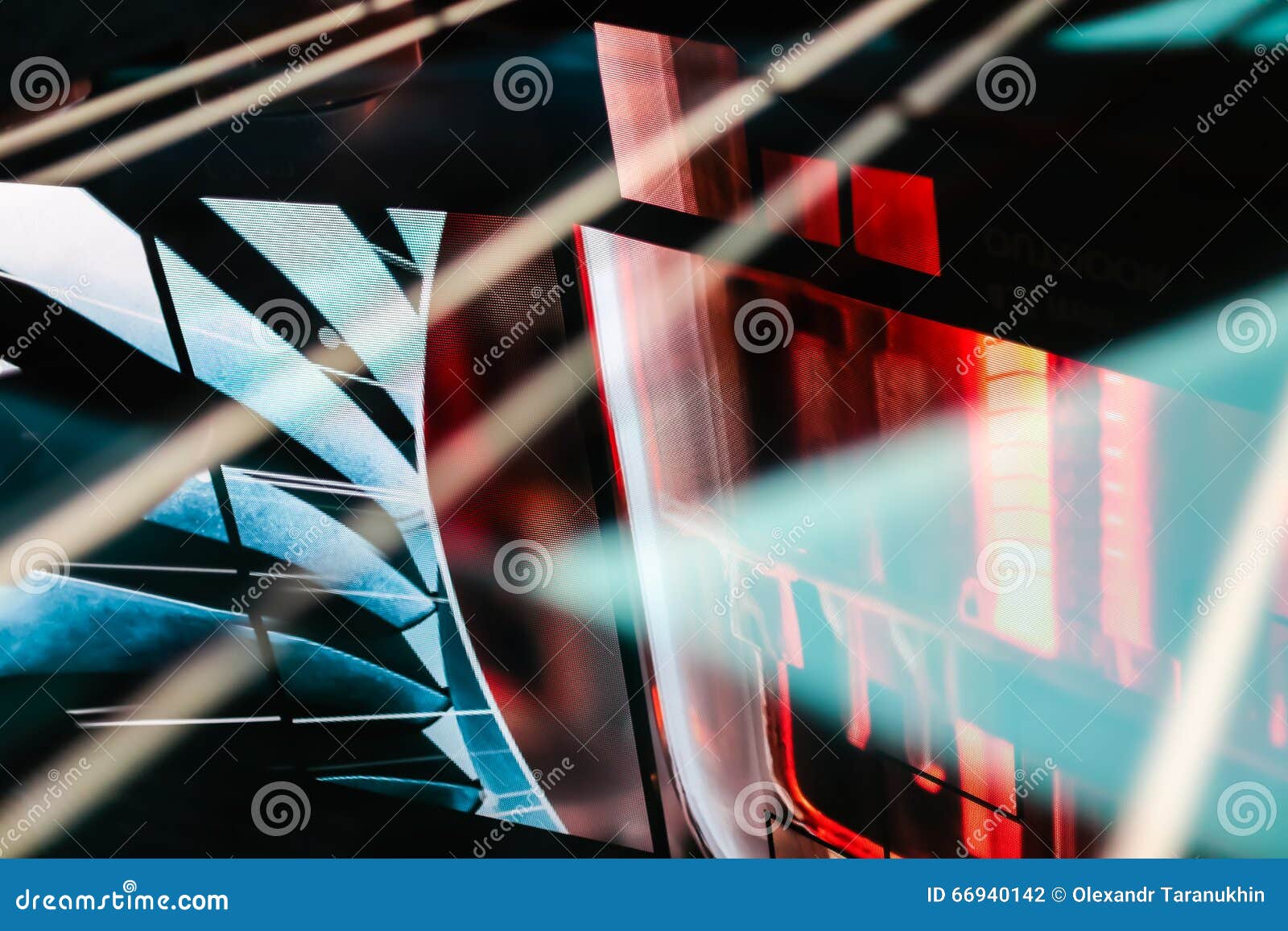 LED Floor Blue and Red Patterns Electronic Reflection Stock Photo ...