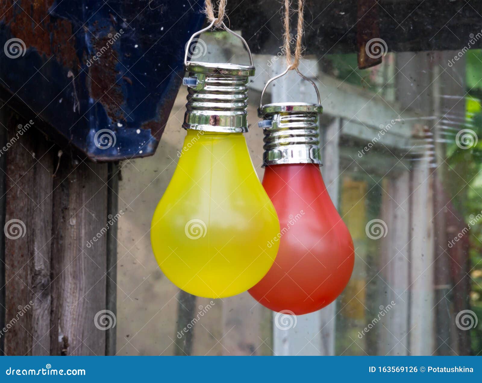 LED Garden Lights in the Form of Multi-colored Bulbs Stock Photo ...