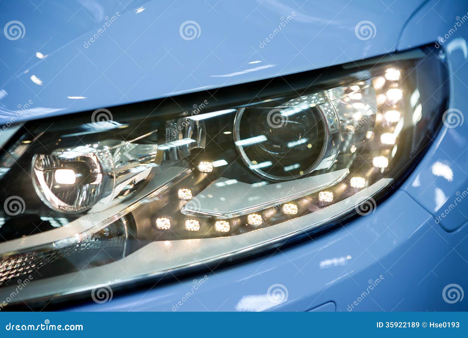 Led headlight of car stock image. Image of view, automobile - 35922189