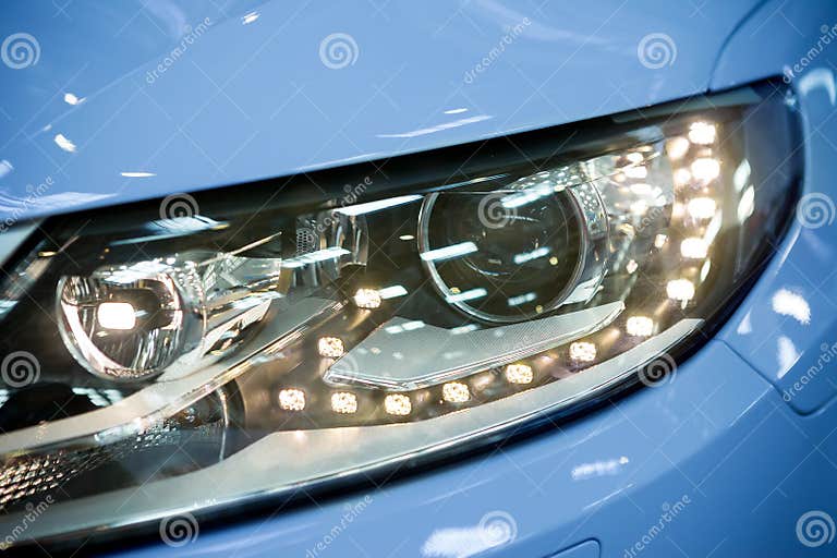 Led headlight of car stock image. Image of view, automobile - 35922189