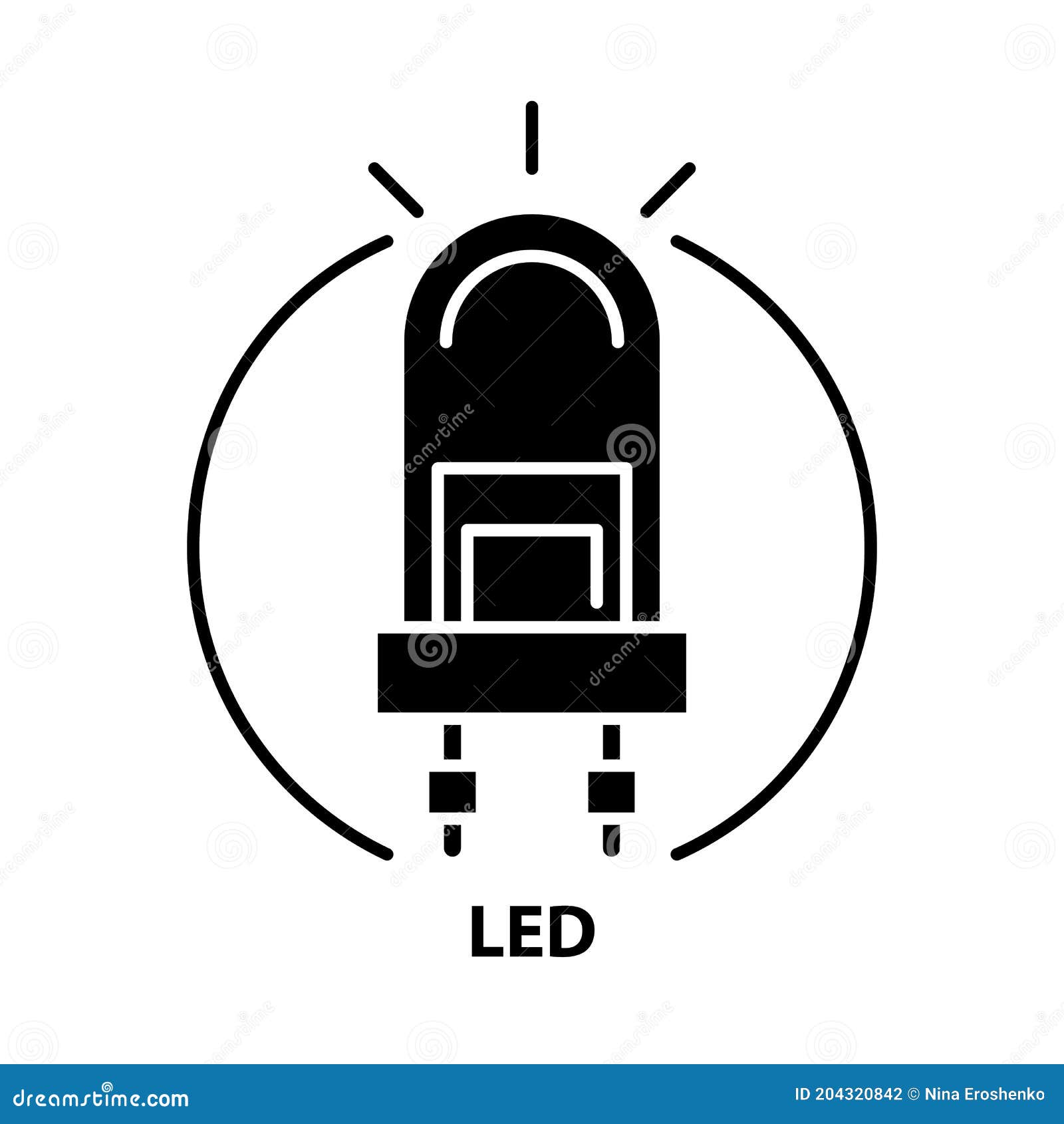 Led Icon, Black Vector Sign with Editable Strokes, Concept Illustration ...
