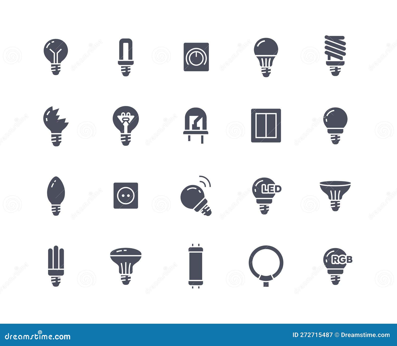 Led icons black set stock vector. Illustration of contour - 272715487