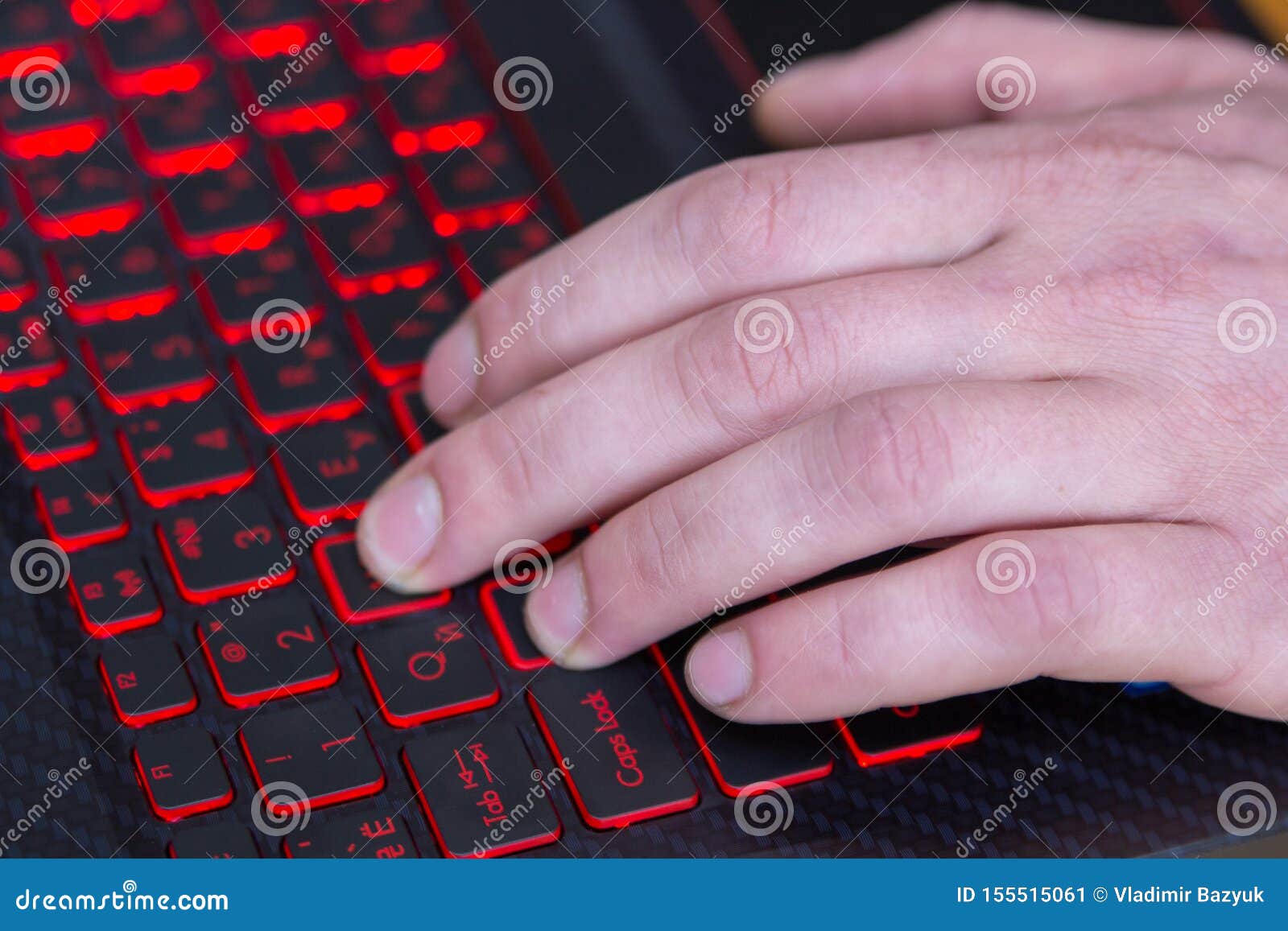 LED Keyboard and Hand,cyber Sport Computer Games Playing Hands on the ...