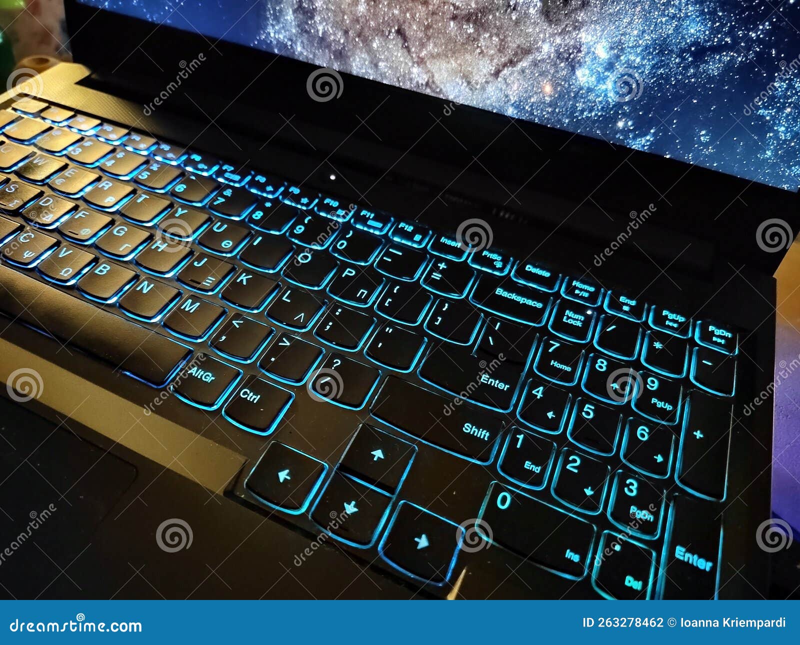 Led keyboard at night stock photo. Image of keys, laptop - 263278462