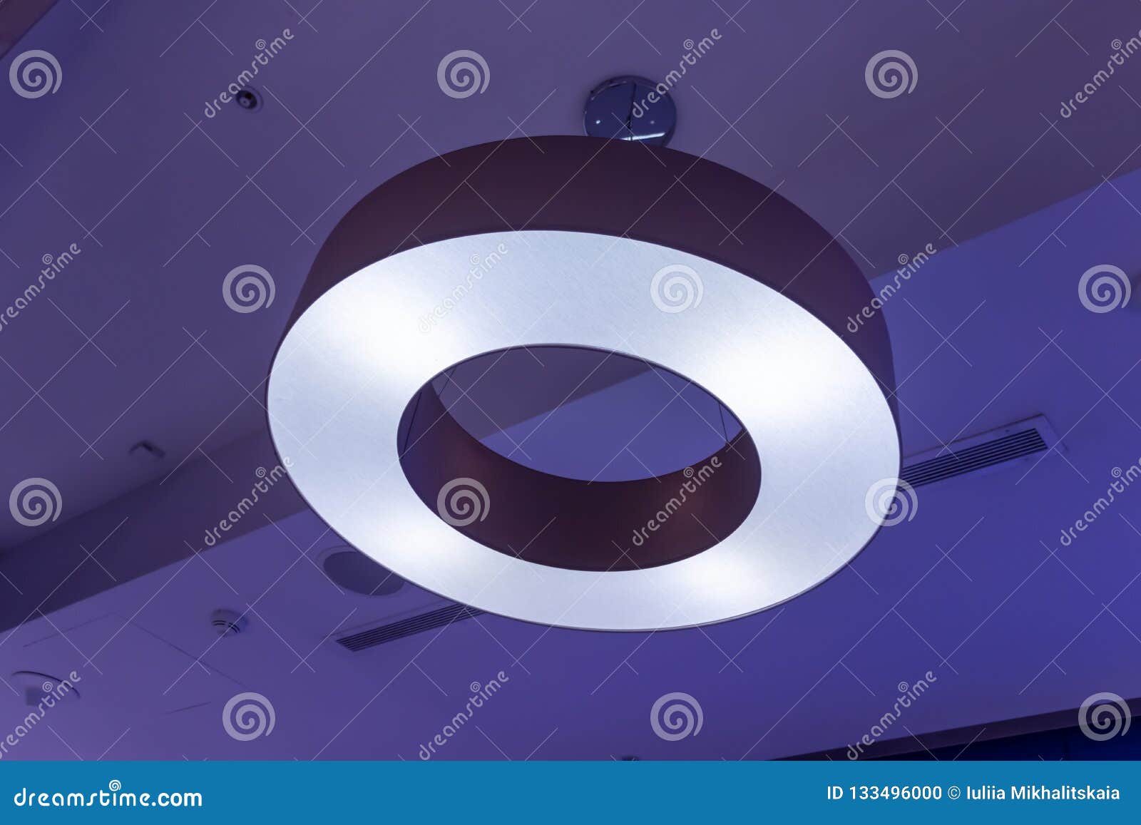 Led Lamp on the Ceiling in Blue Light Stock Photo - Image of ceiling ...