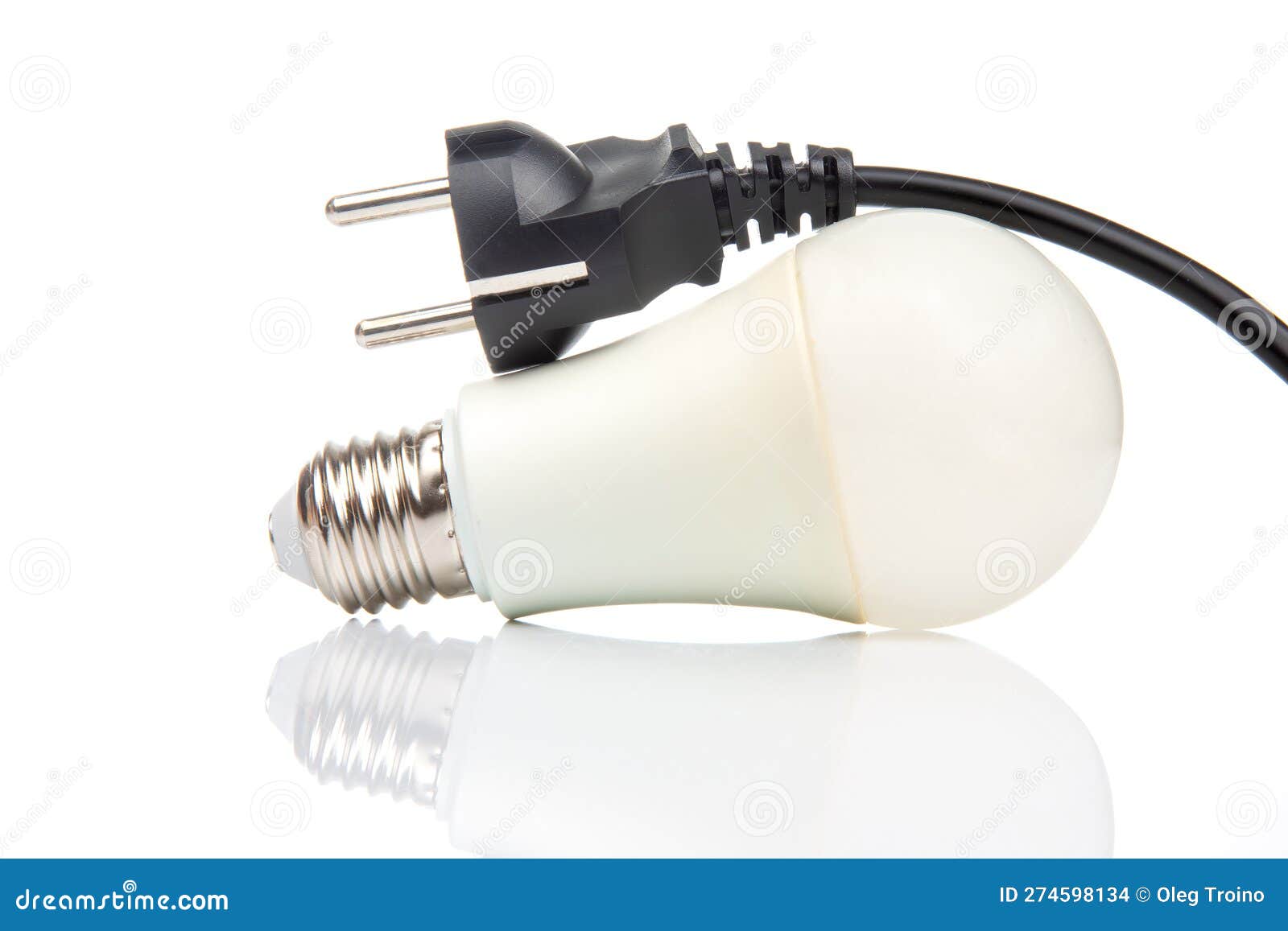 LED Lamp and Electric Cable Plug. Saving Electricity Stock Photo ...