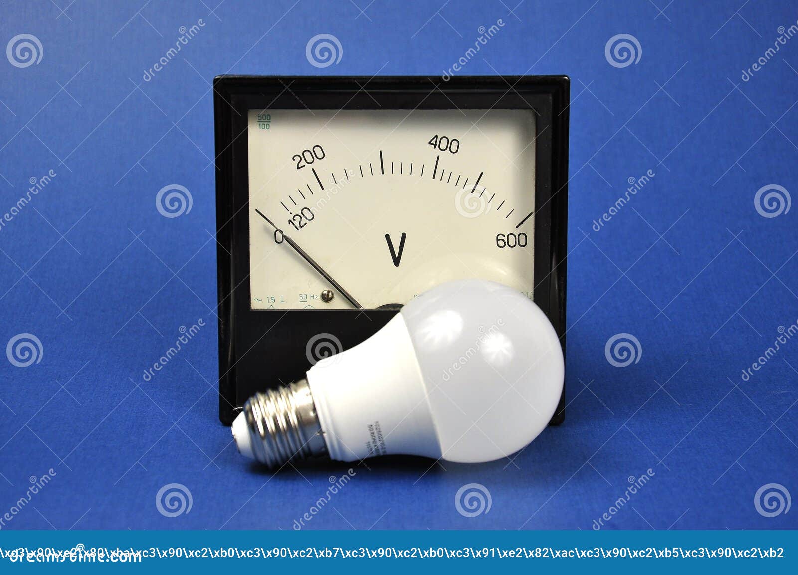 LED Lamp and Electro Magnetic Analog Measuring Device on Blue ...