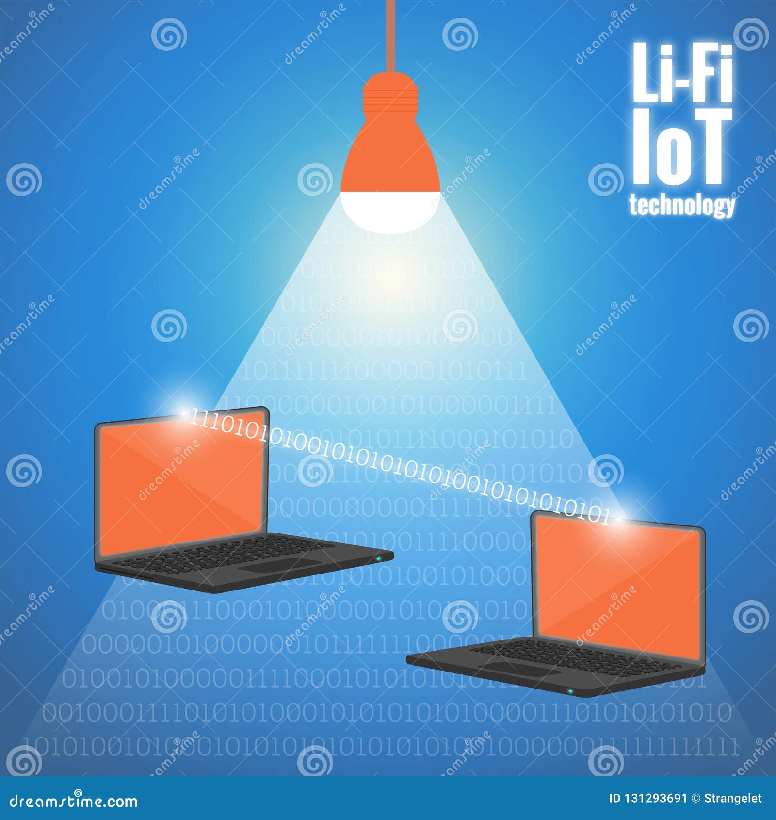 Led Lamp is Emitting Light with Data, IoT Concept Stock Vector ...