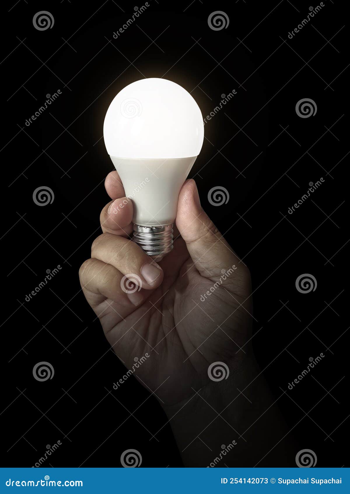 LED Lamp in Hand on Black Background Editorial Stock Photo - Image of ...