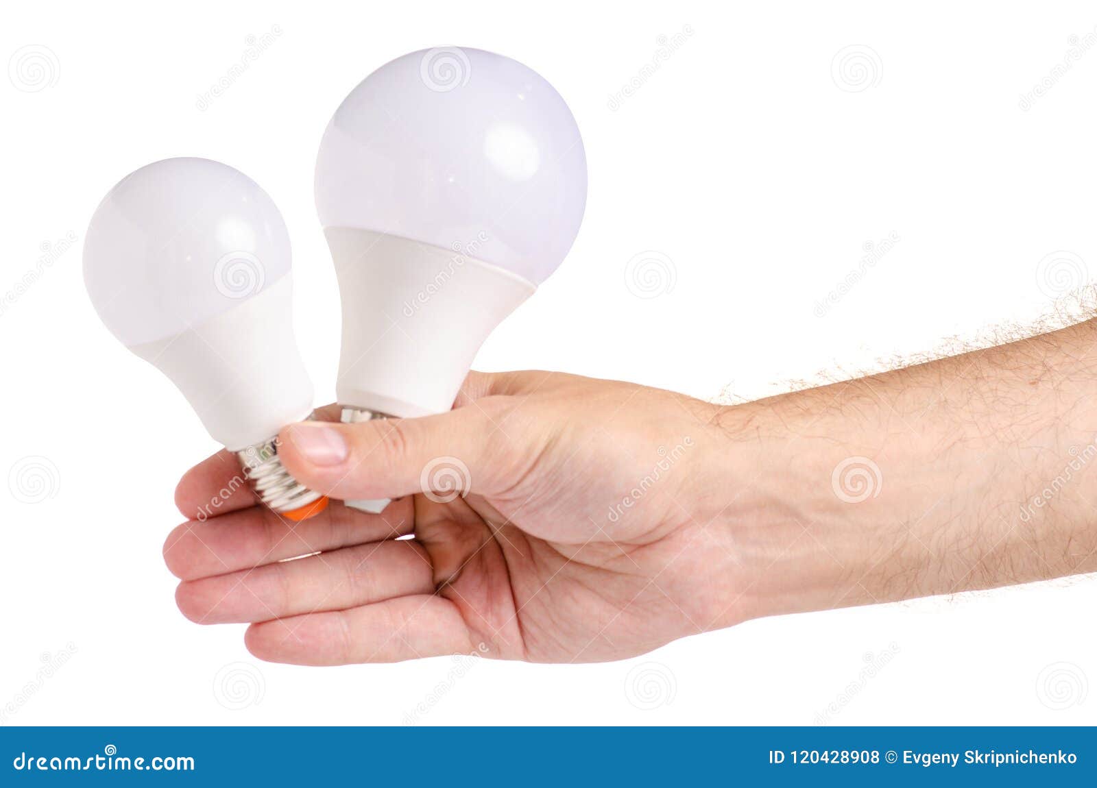 LED lamp in a hand stock photo. Image of holding, electricity - 120428908