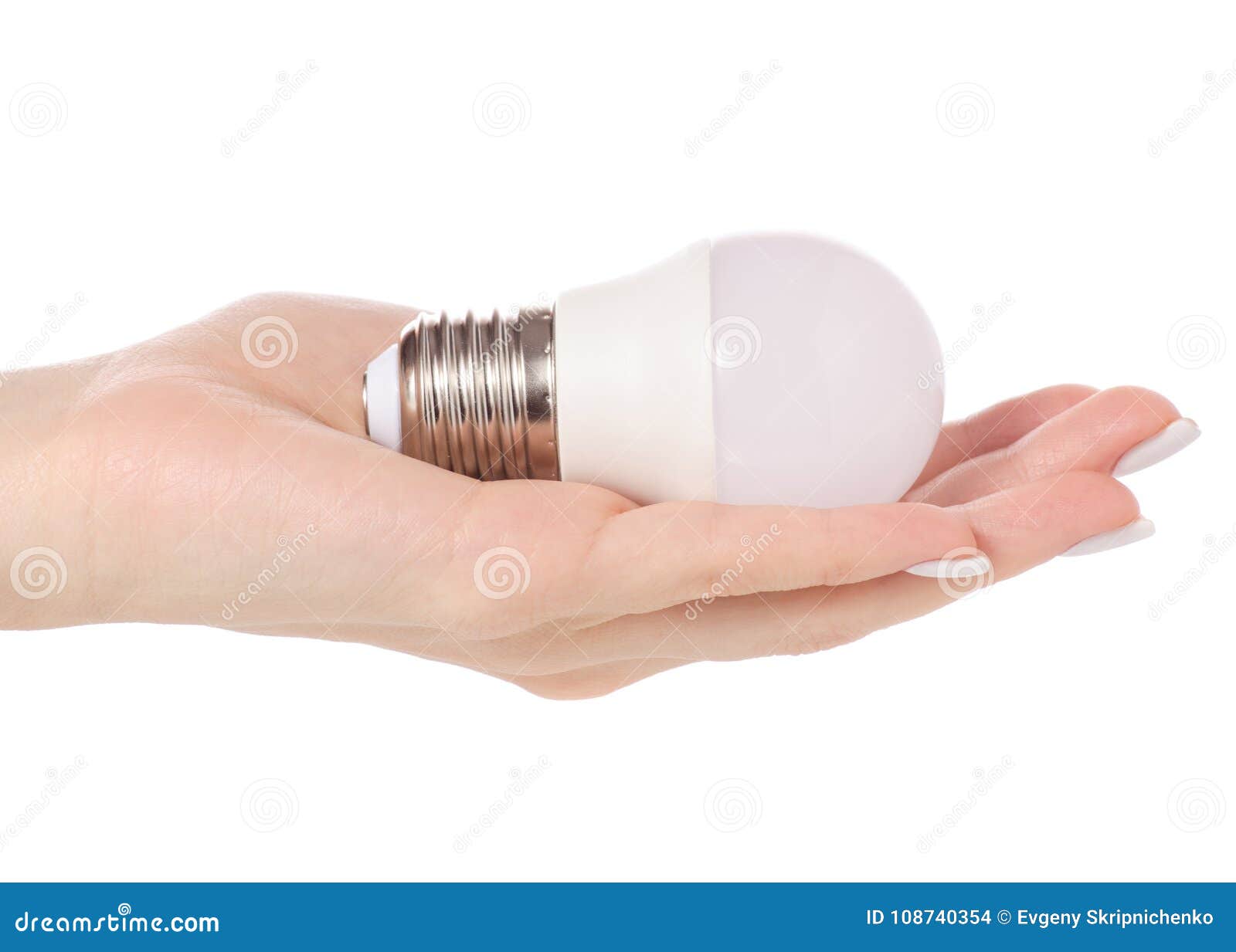 Led lamp in hand stock photo. Image of background, light - 108740354