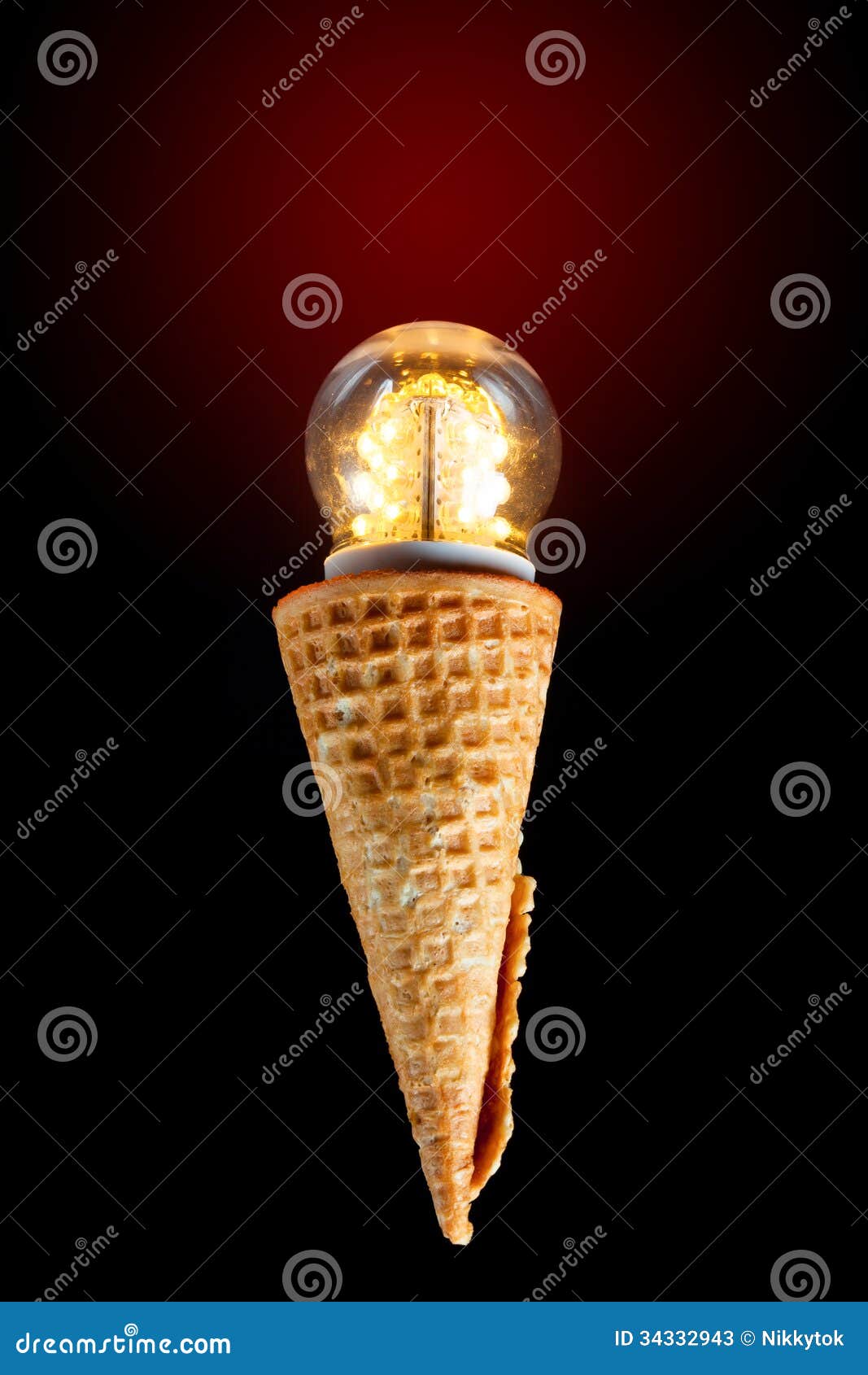 Led lamp in ice cream cone stock image. Image of bright - 34332943
