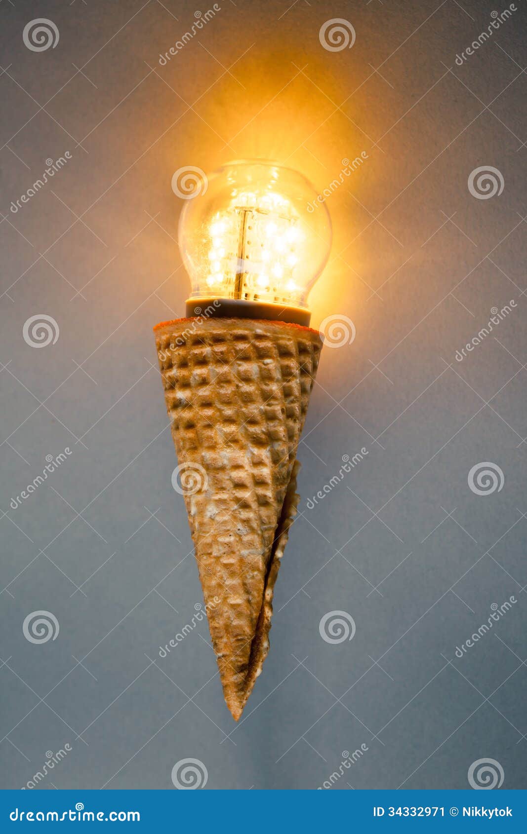 Led lamp in ice cream cone stock image. Image of glowing - 34332971