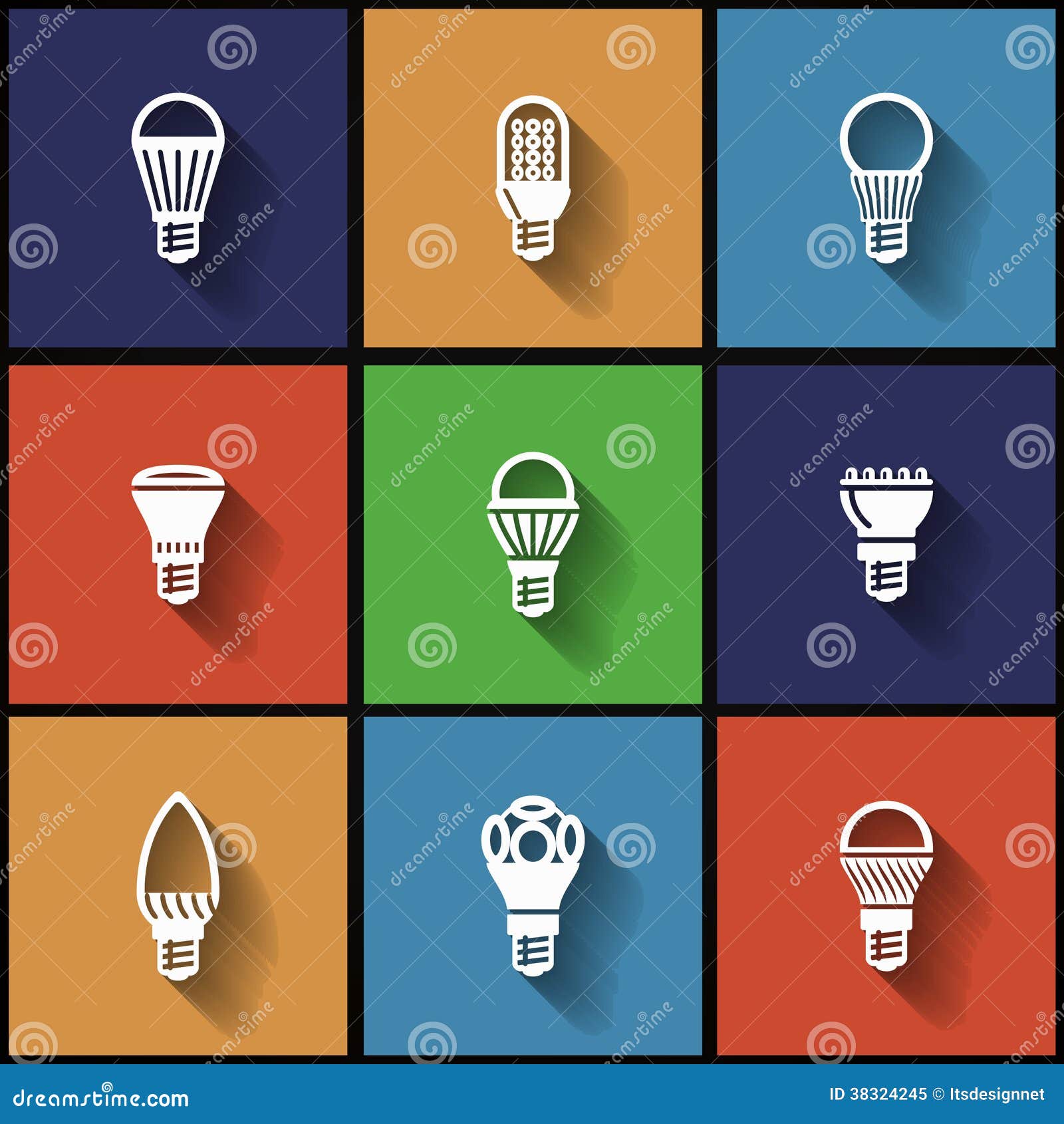 LED lamp icons flat stock vector. Illustration of mobile - 38324245