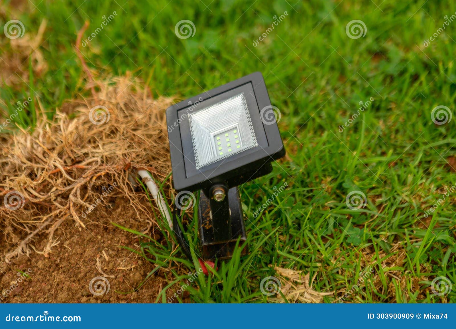LED Lamp on the Lawn in a Residential Complex 1 Stock Image - Image of ...