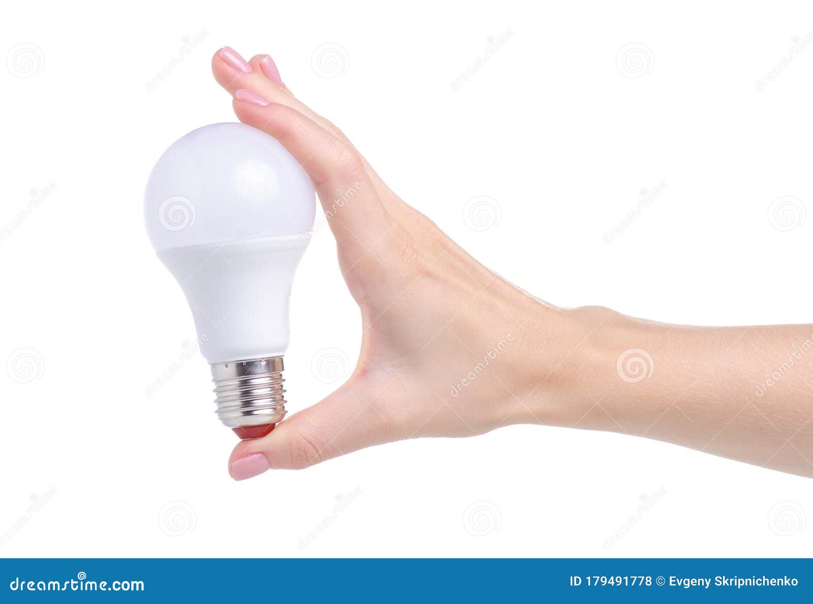LED lamp light in hand stock photo. Image of efficient - 179491778