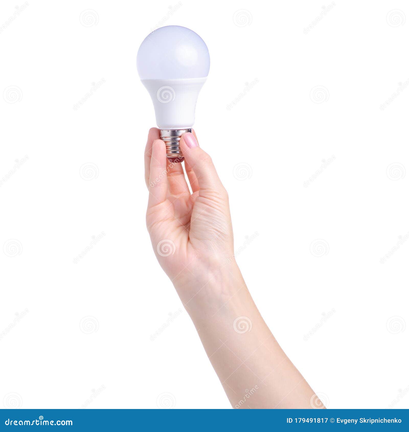 LED lamp light in hand stock image. Image of background - 179491817