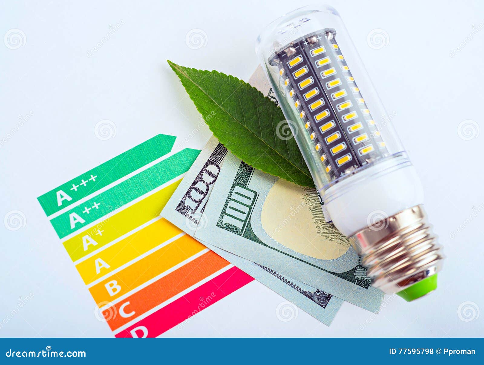LED lamp and money stock photo. Image of chart, innovation - 77595798