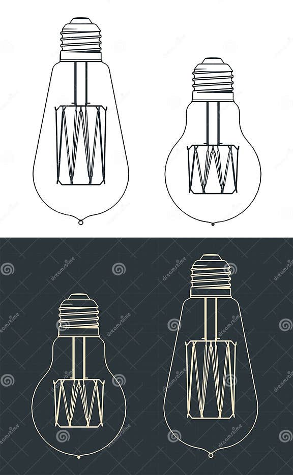 LED lamps blueprints stock vector. Illustration of invention - 295366879