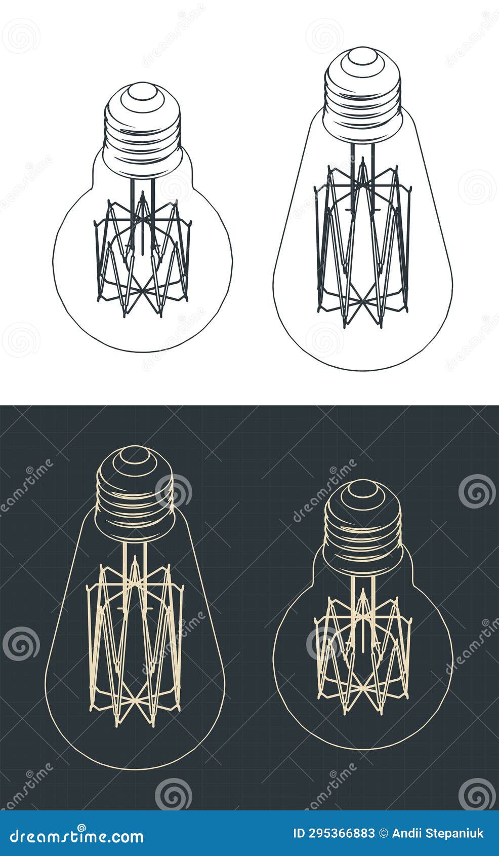 LED Lamps Isometric Blueprints Stock Vector - Illustration of design ...