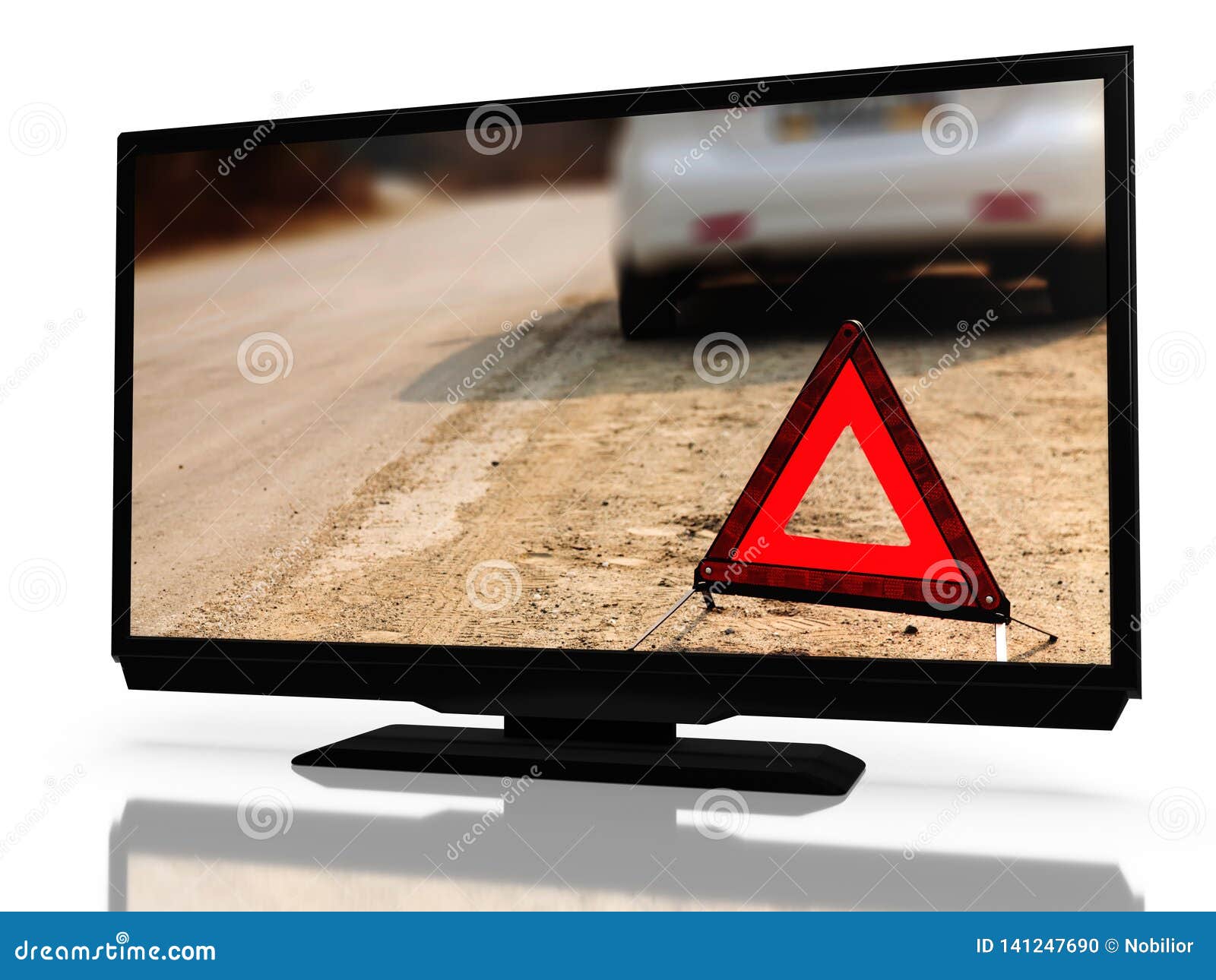 LED LCD Tv with a Show about Car Problems on it`s Screen, Isolated on ...