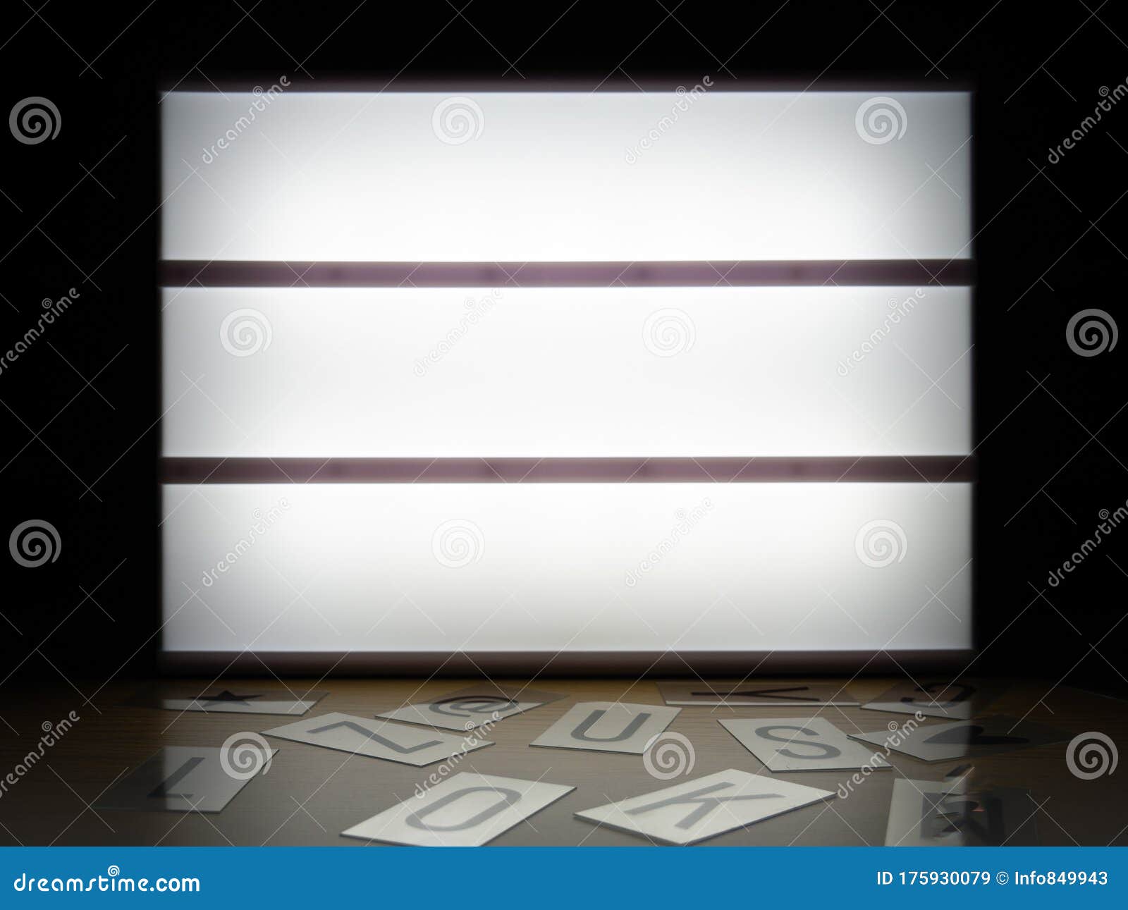 LED Light Box Blank Space with Alphabet Letters Below Stock Image ...