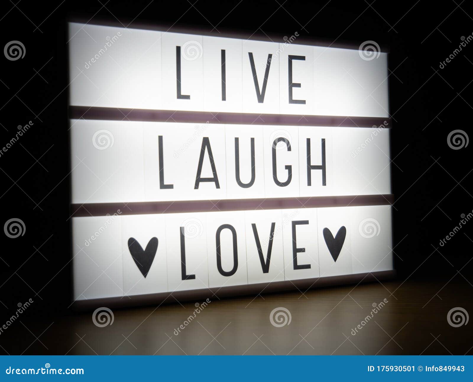 LED Light Box Live Laugh Love Message Stock Image - Image of frame ...