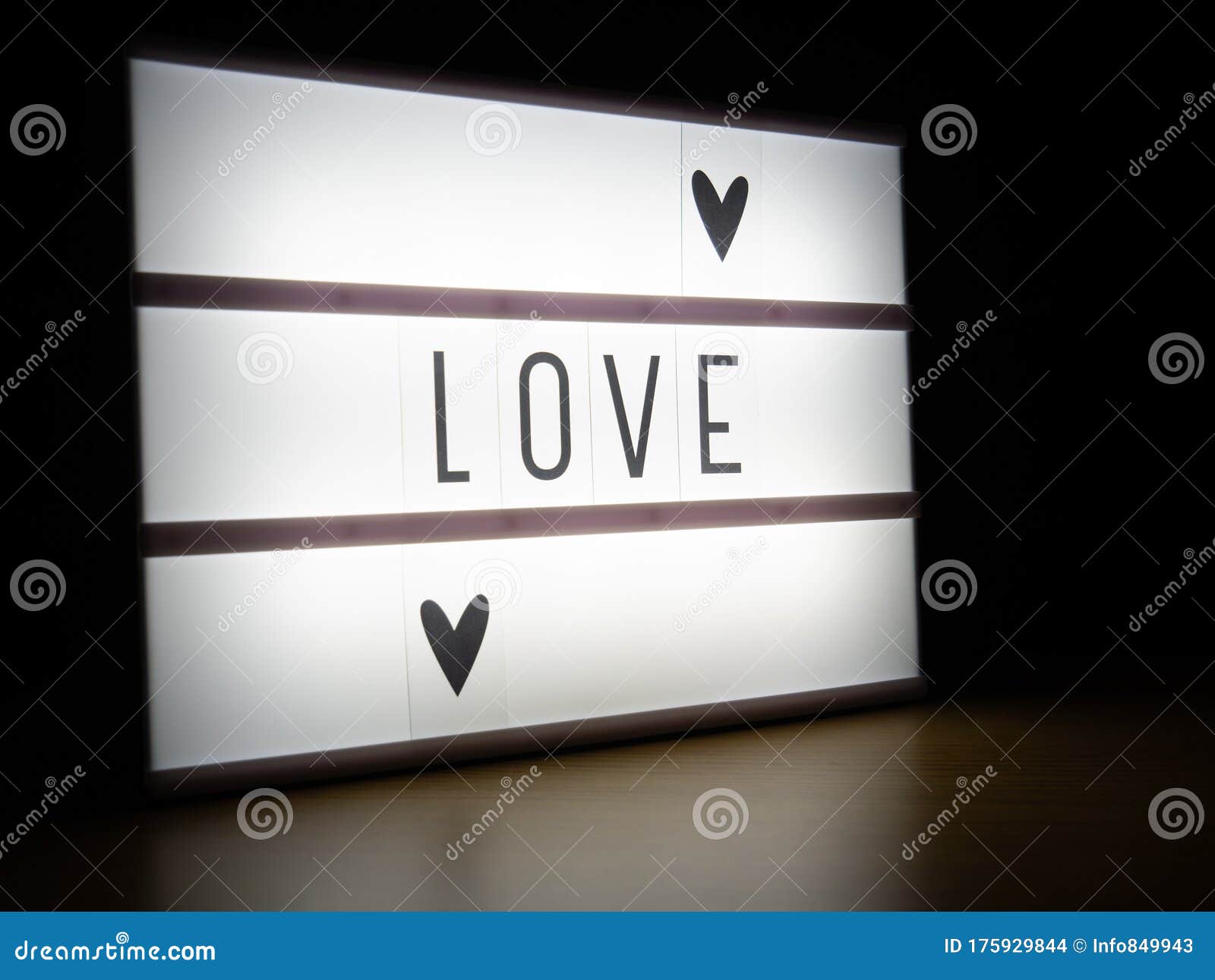 LED Light Box Love Message with Hearts Stock Photo - Image of message ...