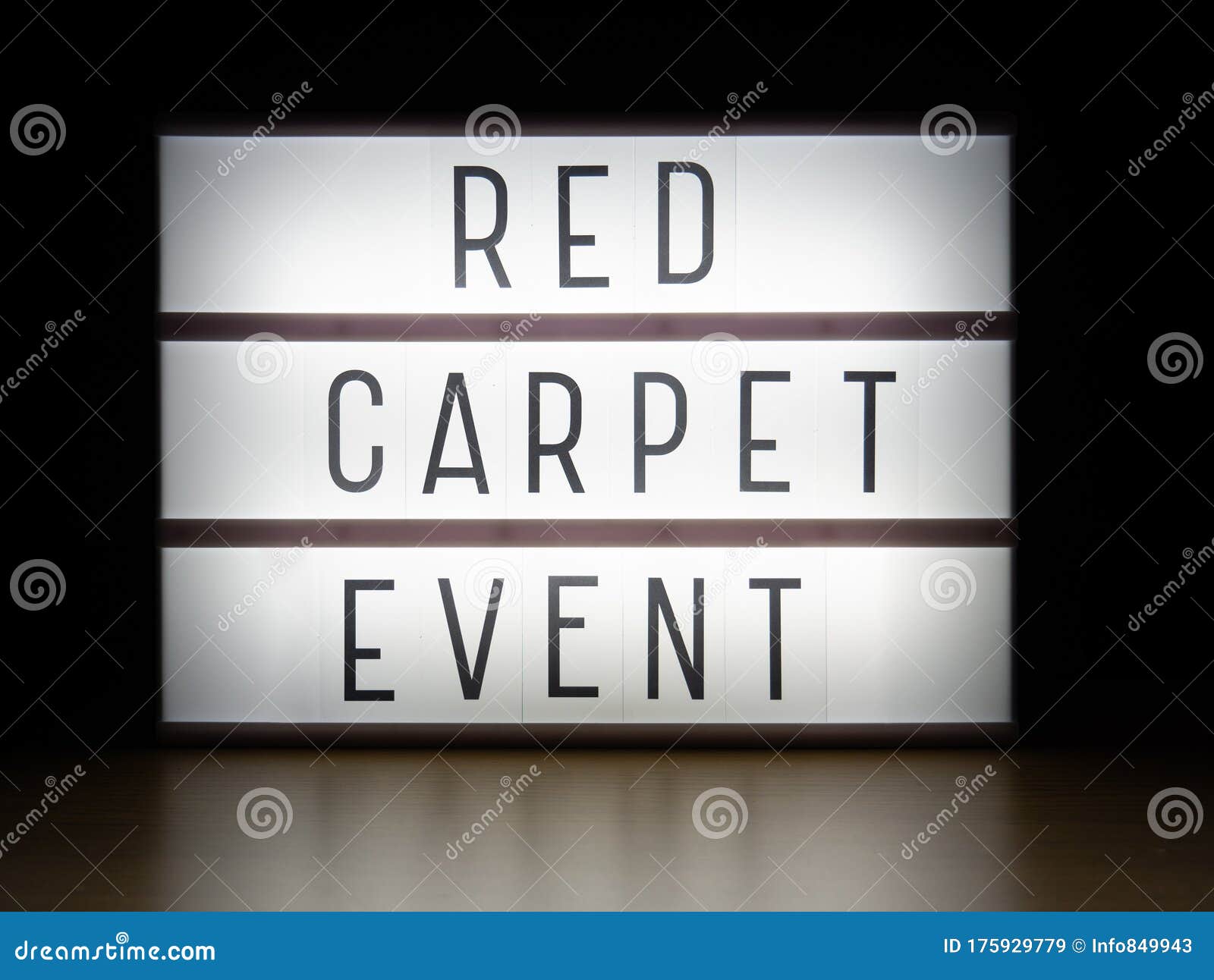 LED Light Box Red Carpet Event Sign Stock Image - Image of room, sign ...