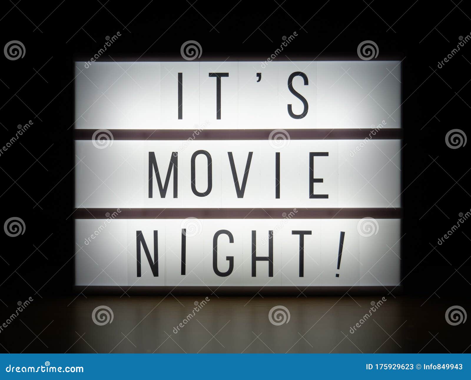 LED Light Box it`s Movie Night Message Board Stock Image - Image of ...