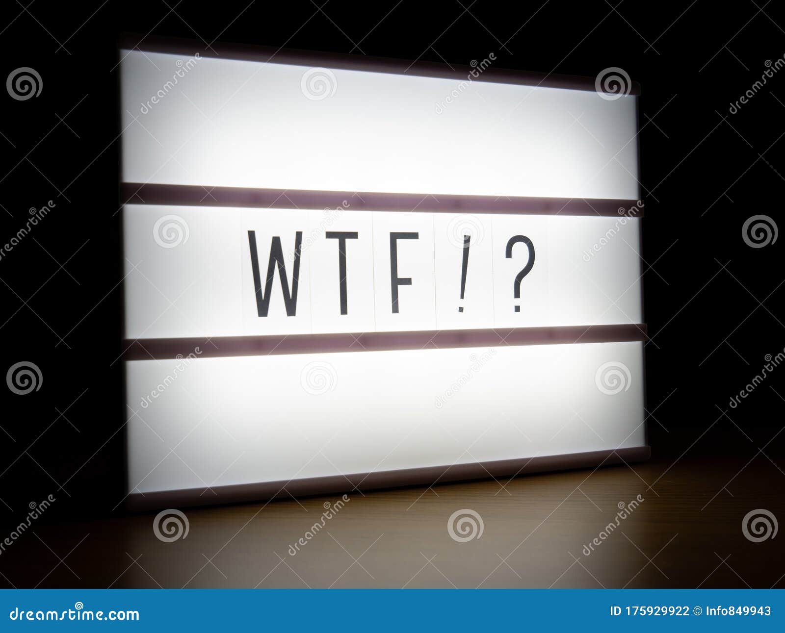 LED Light Box Wtf Message Board Stock Photo - Image of signs, swear ...