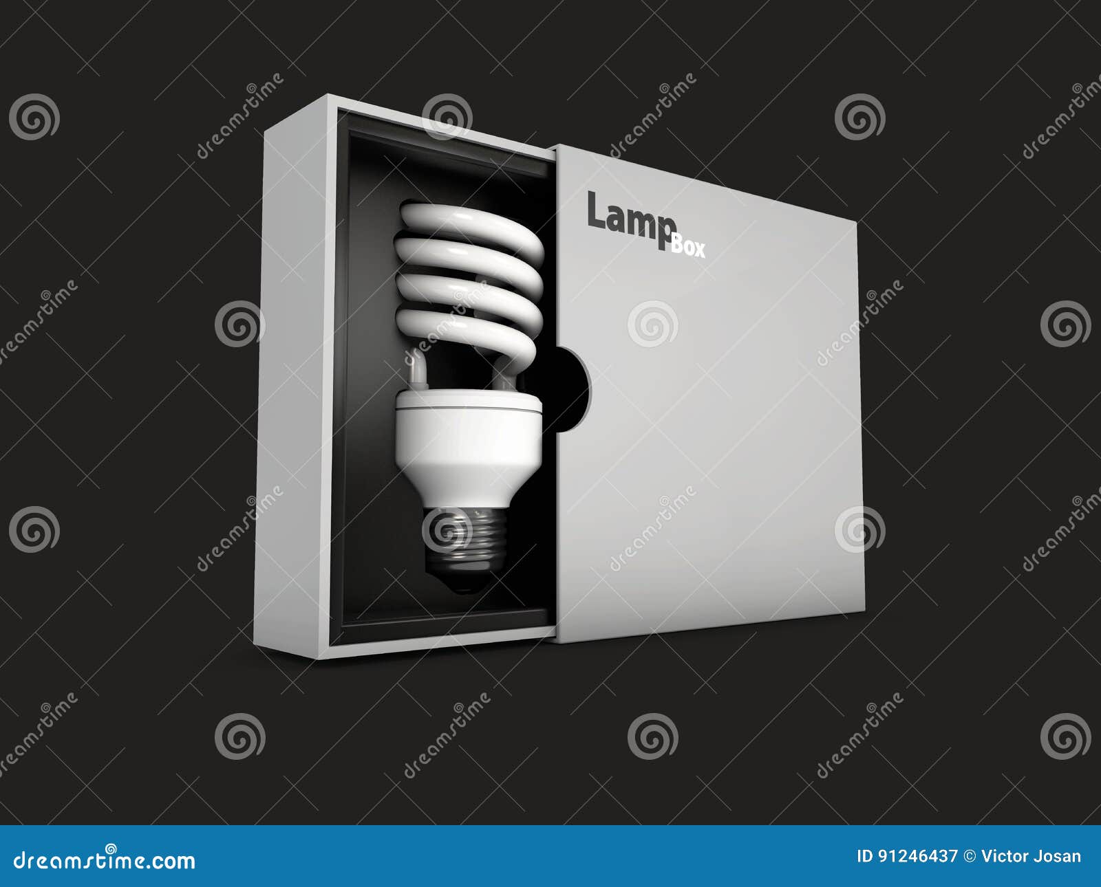 LED Light Bulb in the Box, Isolated Black, Photorealistic 3d ...