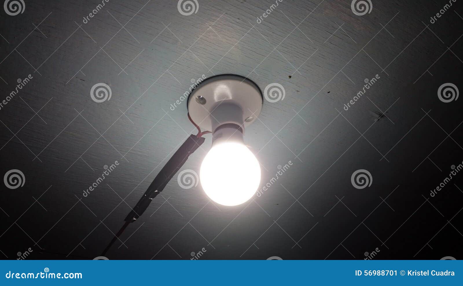 LED light bulb on ceiling stock image. Image of installed - 56988701