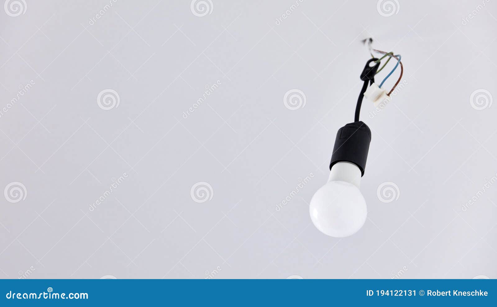 LED Light Bulb on Ceiling in Room in Renovation Version Stock Image ...