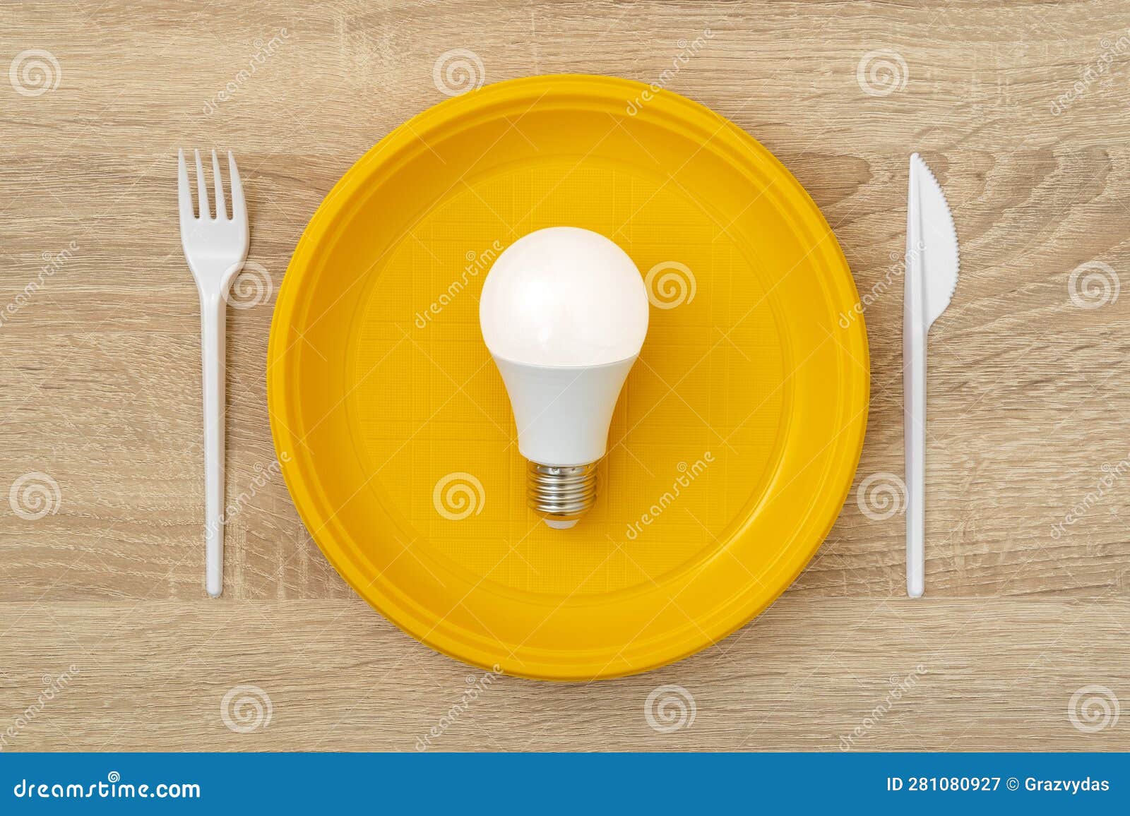 LED Light Bulb in a Disposable Plate Stock Image - Image of project ...