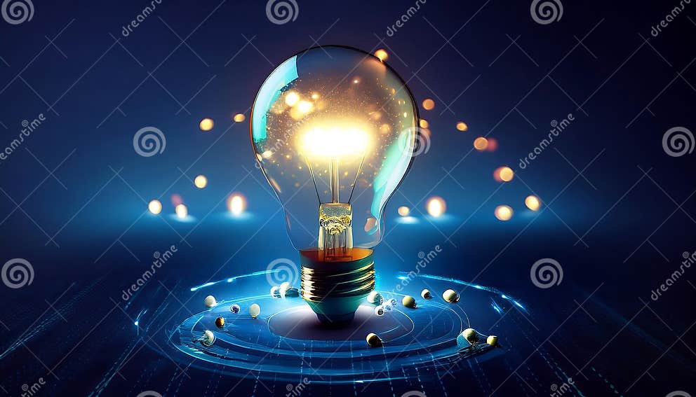 LED Light Bulb Energy Concept Technology into Glass Stock Illustration ...