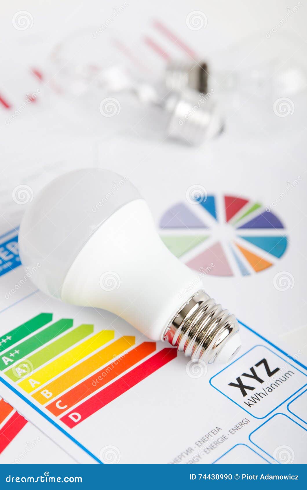 LED Light Bulb on Energy Efficiency Chart Stock Photo - Image of ...
