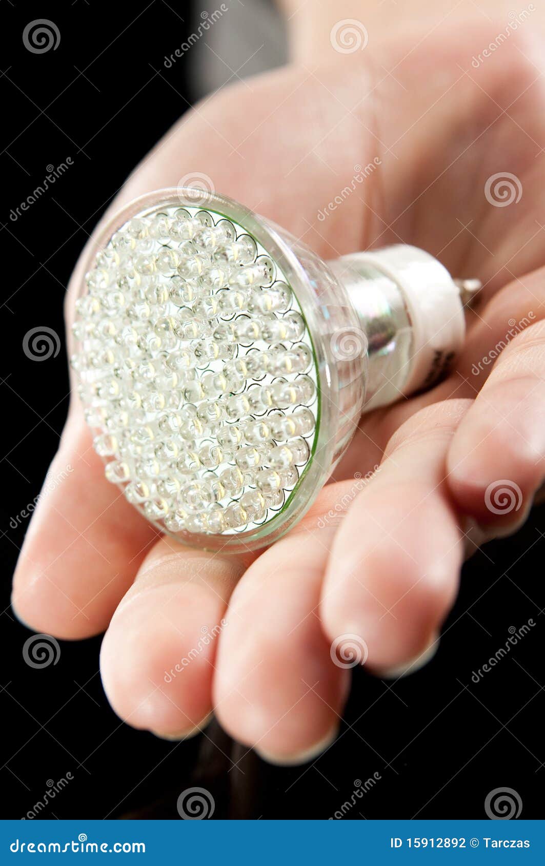 Led light bulb in hand stock photo. Image of bulb, illumination - 15912892