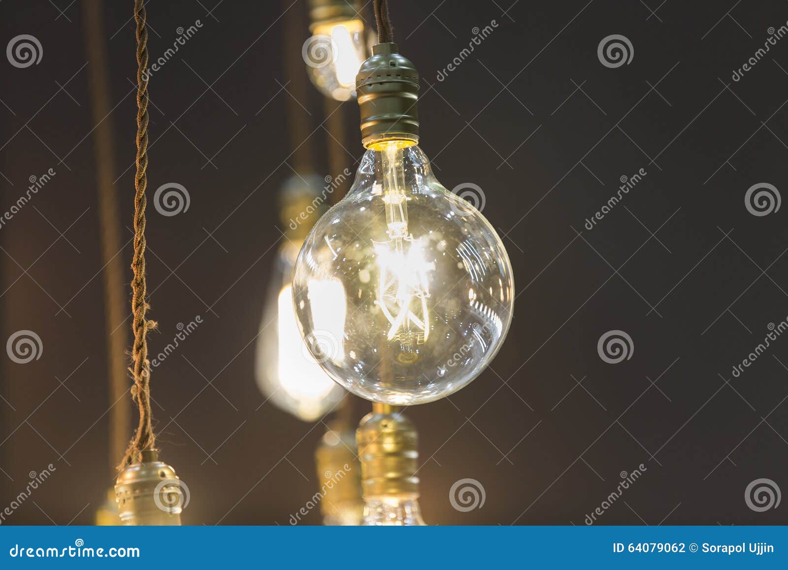LED Light Bulb Hang from Ceiling Stock Photo - Image of decorative ...